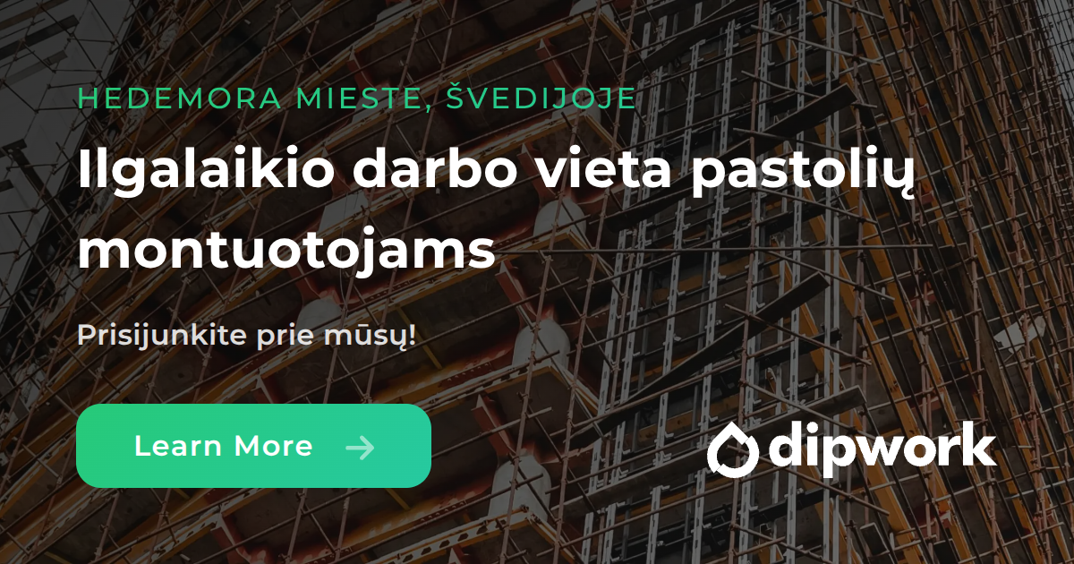 Ilgalaikio darbo vieta pastolių montuotojams Hedemora mieste, Švedijoje ...