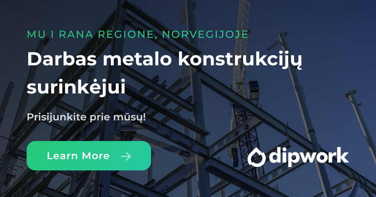 Darbas metalo konstrukcijų surinkėjui Mu i Rana regione, Norvegijoje ...